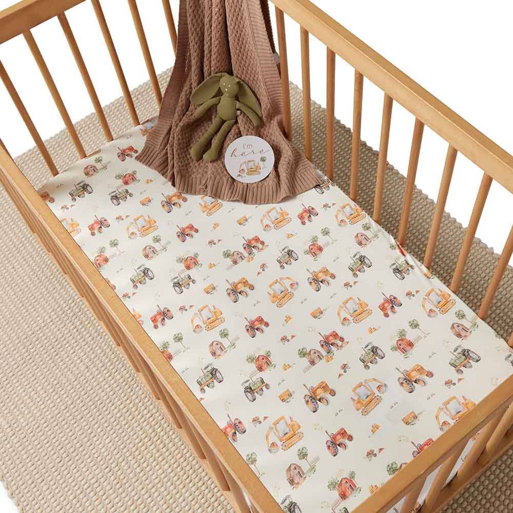 Diggers Organic Fitted Cot Sheet | Snug Bug | Cot Sheet